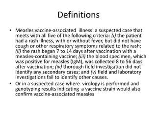 Measles verification case definitions | PPTX