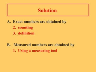 Measured And Exact Numbers | PPT | Physics | Science