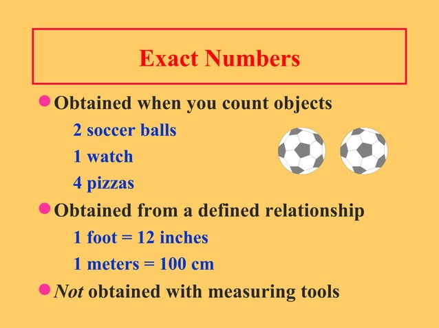 Measured And Exact Numbers