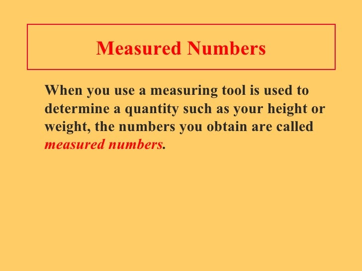 Measured And Exact Numbers
