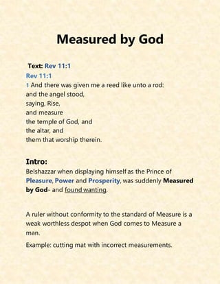 Measured by God | PDF