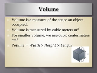 Measurement of length, volume, weight, temperature, time in laboratory ...