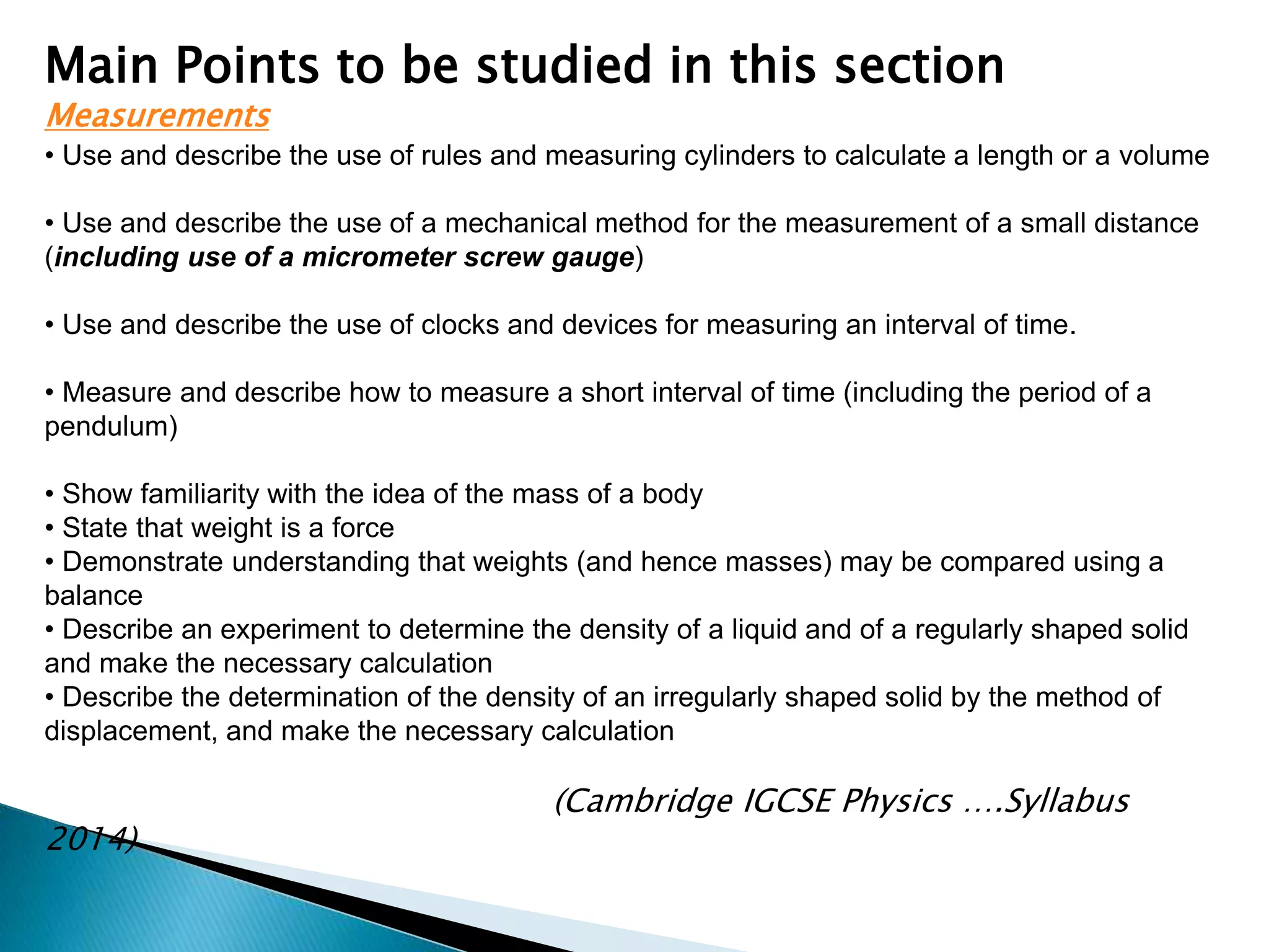 IGCSE PHYSICS:Measurement | PPTX