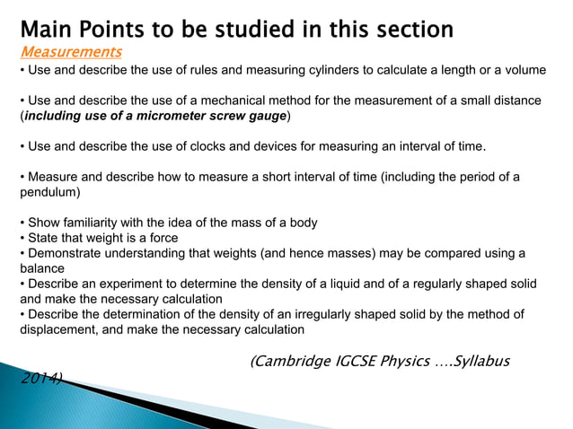 IGCSE PHYSICS:Measurement | PPTX | Physics | Science