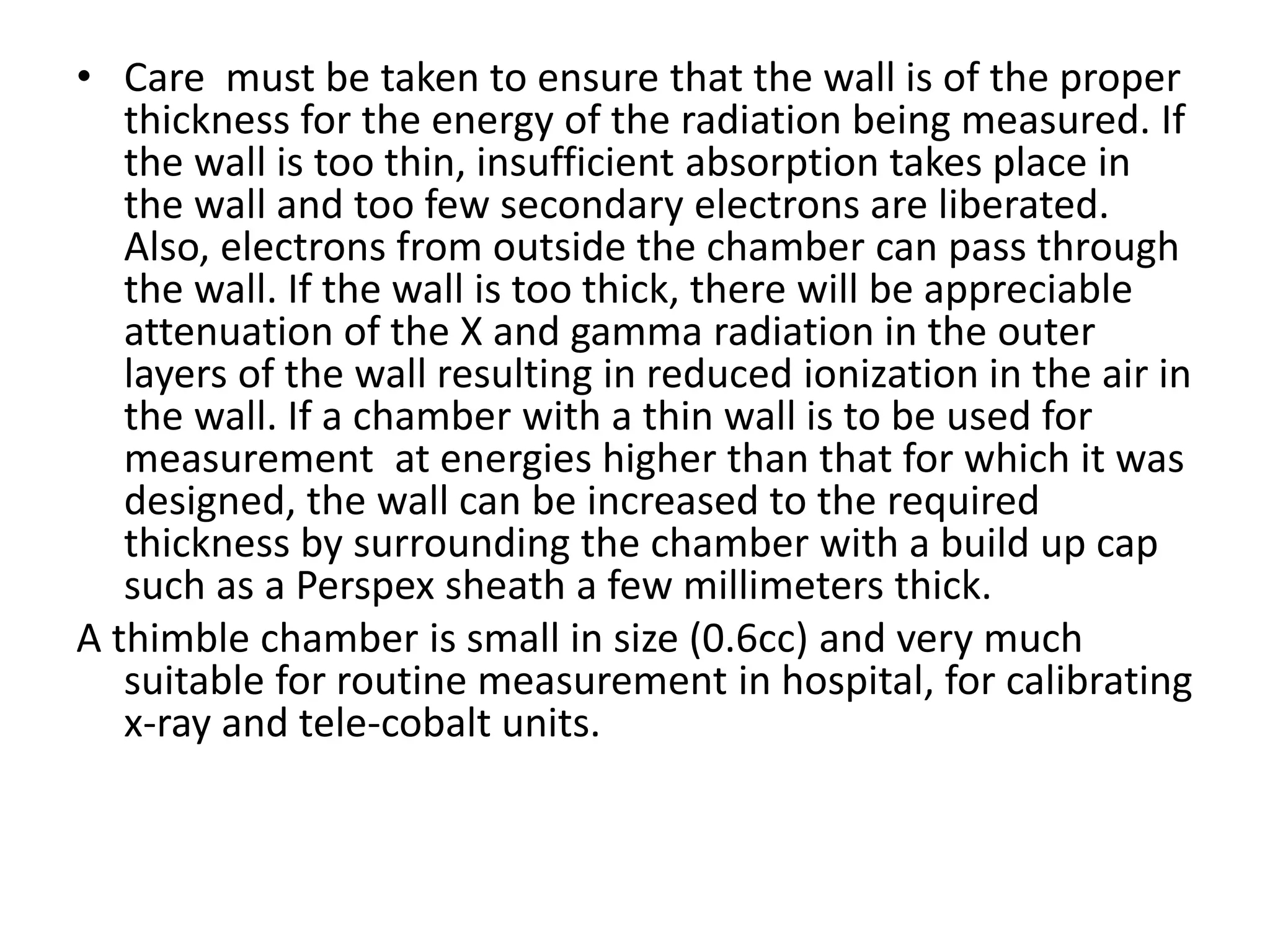 Measurement of Radiation (Thimble Ionization Chamber, Free air ...