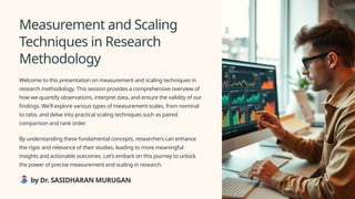 Measurement and Scaling Techniques in Research Methodology | PPTX