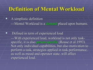 Measurement Of Mental Workload | PPT