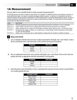 Measurement 1 a metric olympics | PDF