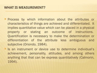 measurement and evaluation of learning powerpoint presentation | PPTX