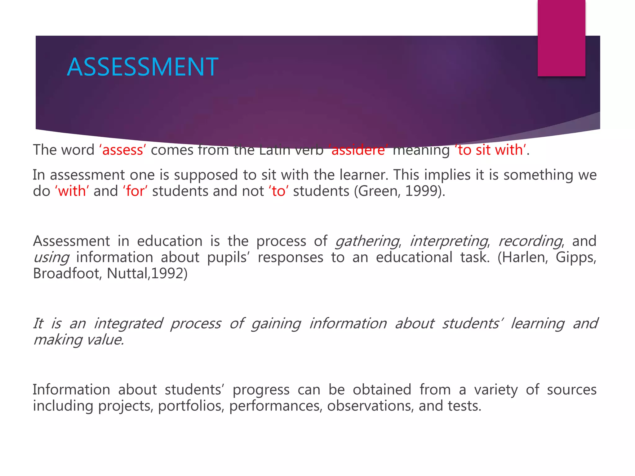 Measurement, Assessment and Evaluation | PPTX
