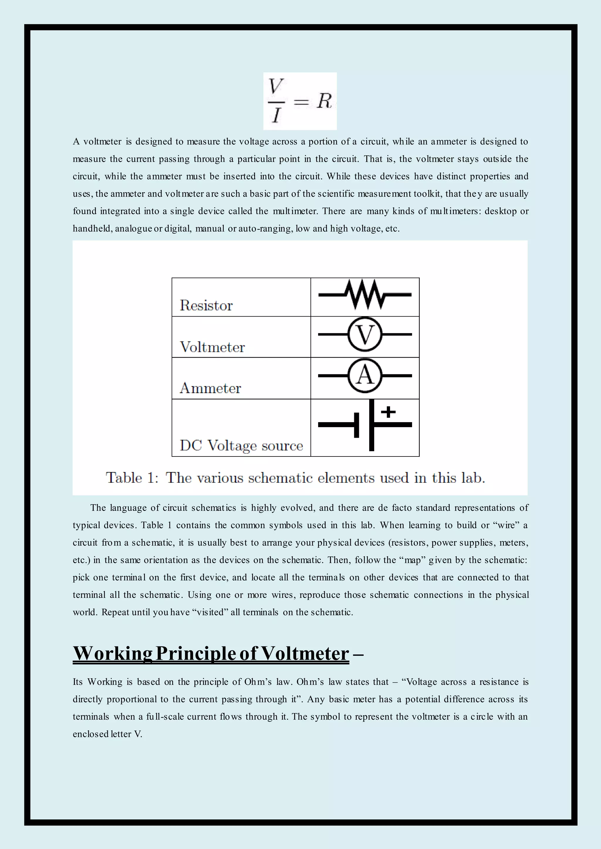 Voltmeter - Measurement and Instruments | PDF