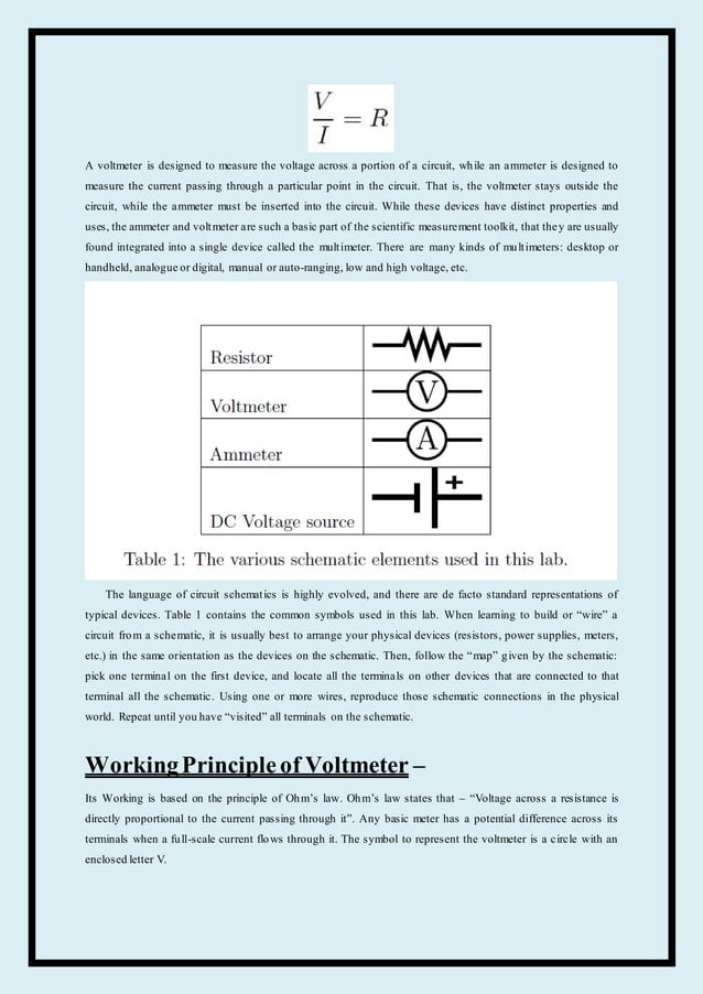 Voltmeter - Measurement and Instruments | DOCX