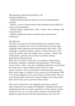 Measurement and Instrumentation LabLearning Objectives· Define.docx