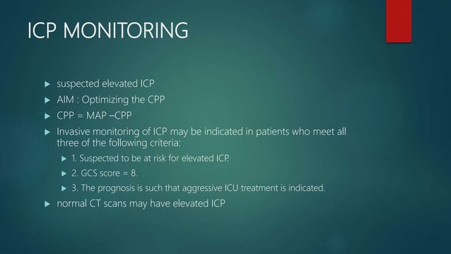 Measurement and management of increased intracranial pressure | PPT