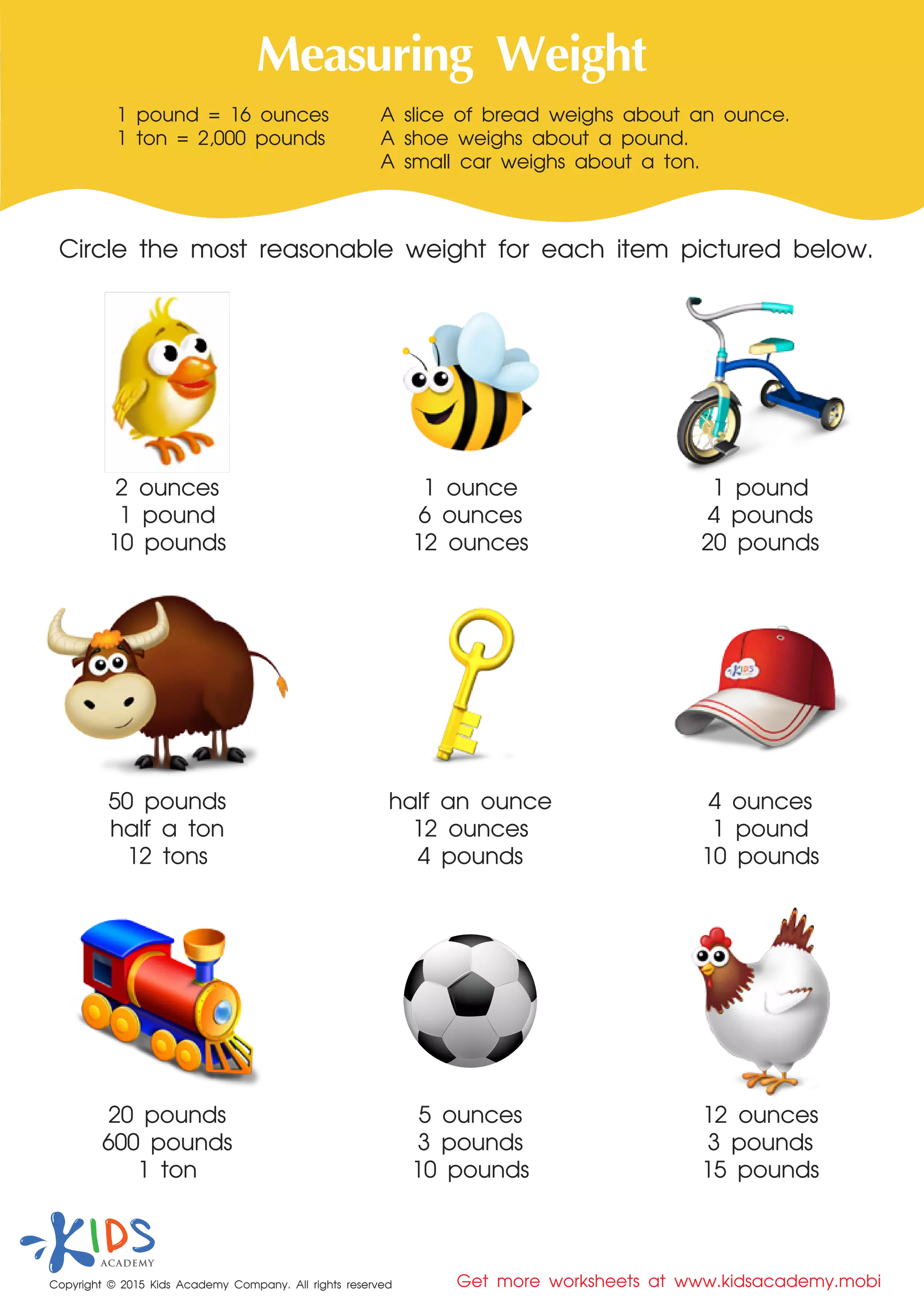 Measurement for kids - free printable worksheets | PDF