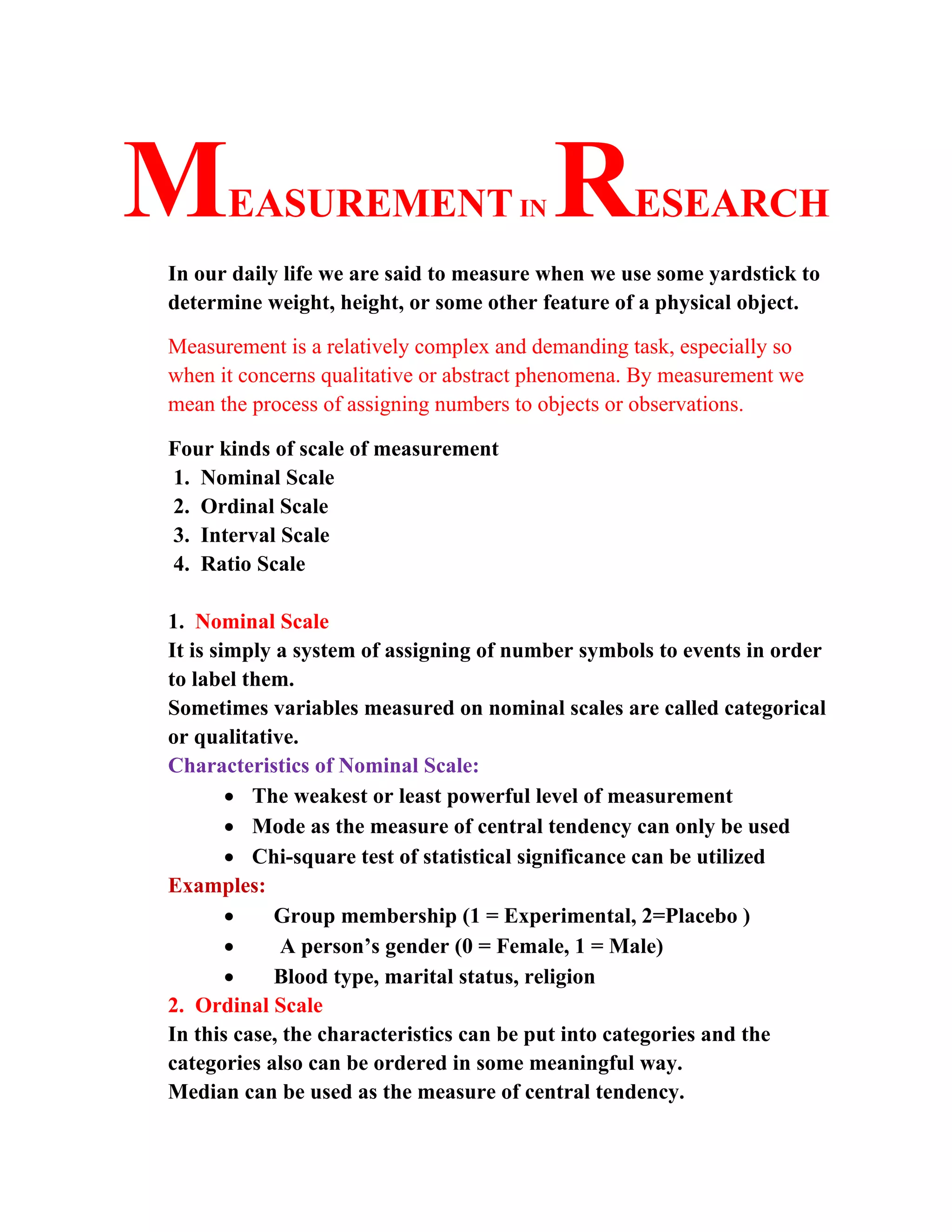 Measurement in research | PDF