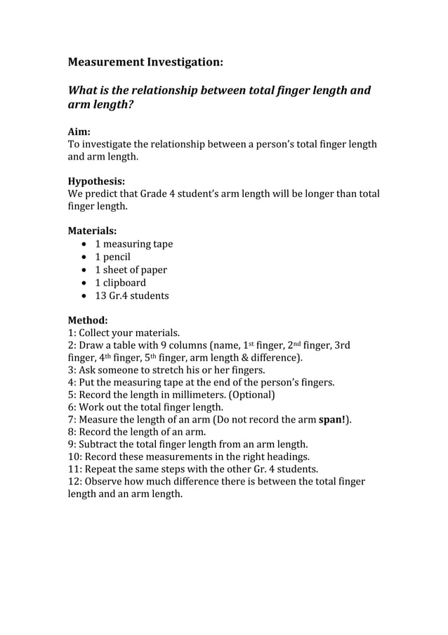 Measurement investigation | DOCX | Science