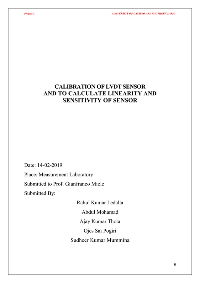 Measurement of Temperature & calibration of LVDT | PDF