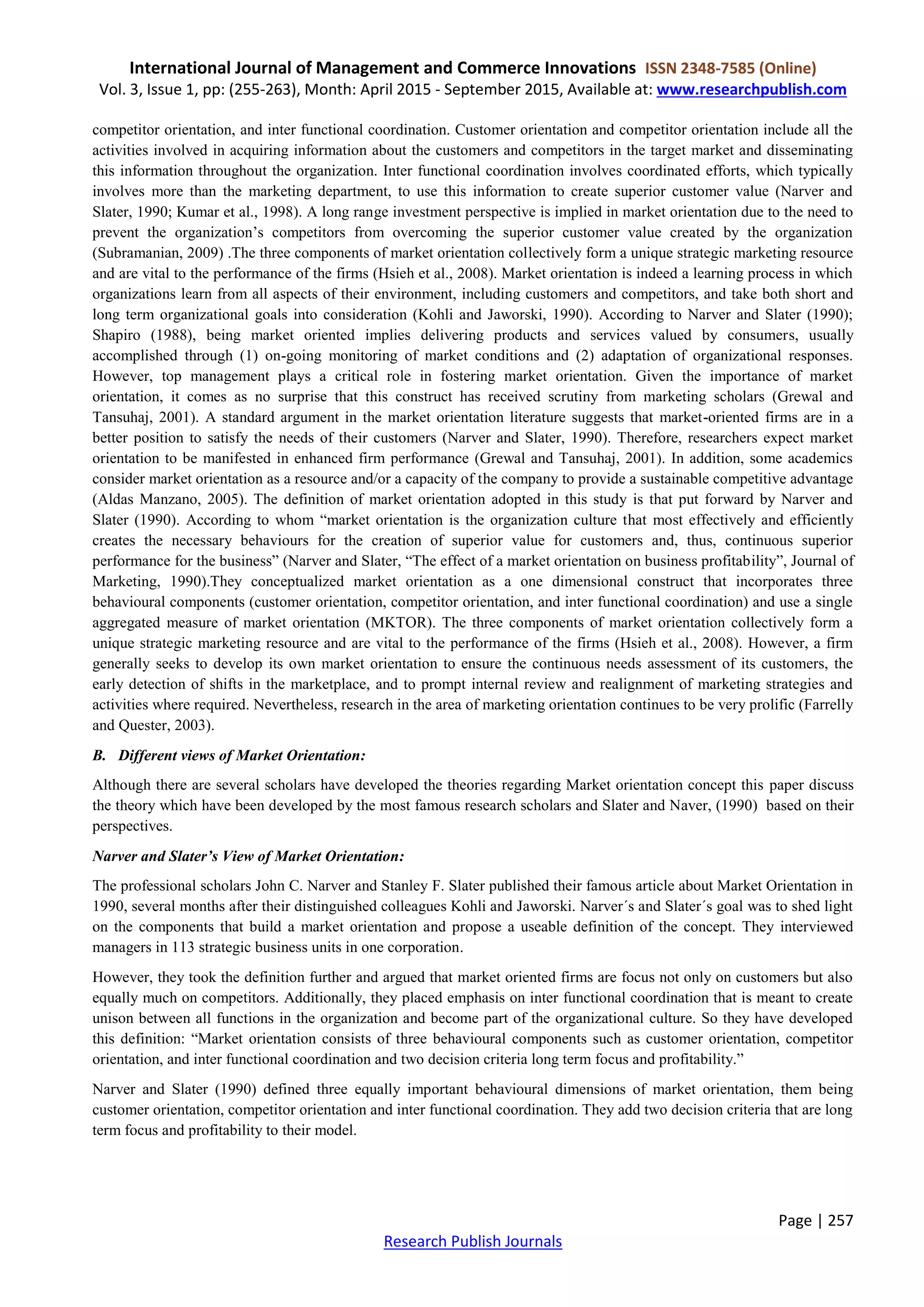 Measurement model of the market orientation | PDF