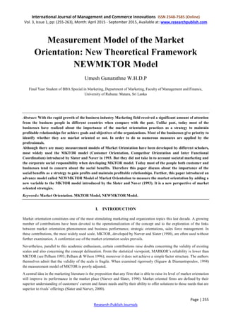 Measurement model of the market orientation | PDF