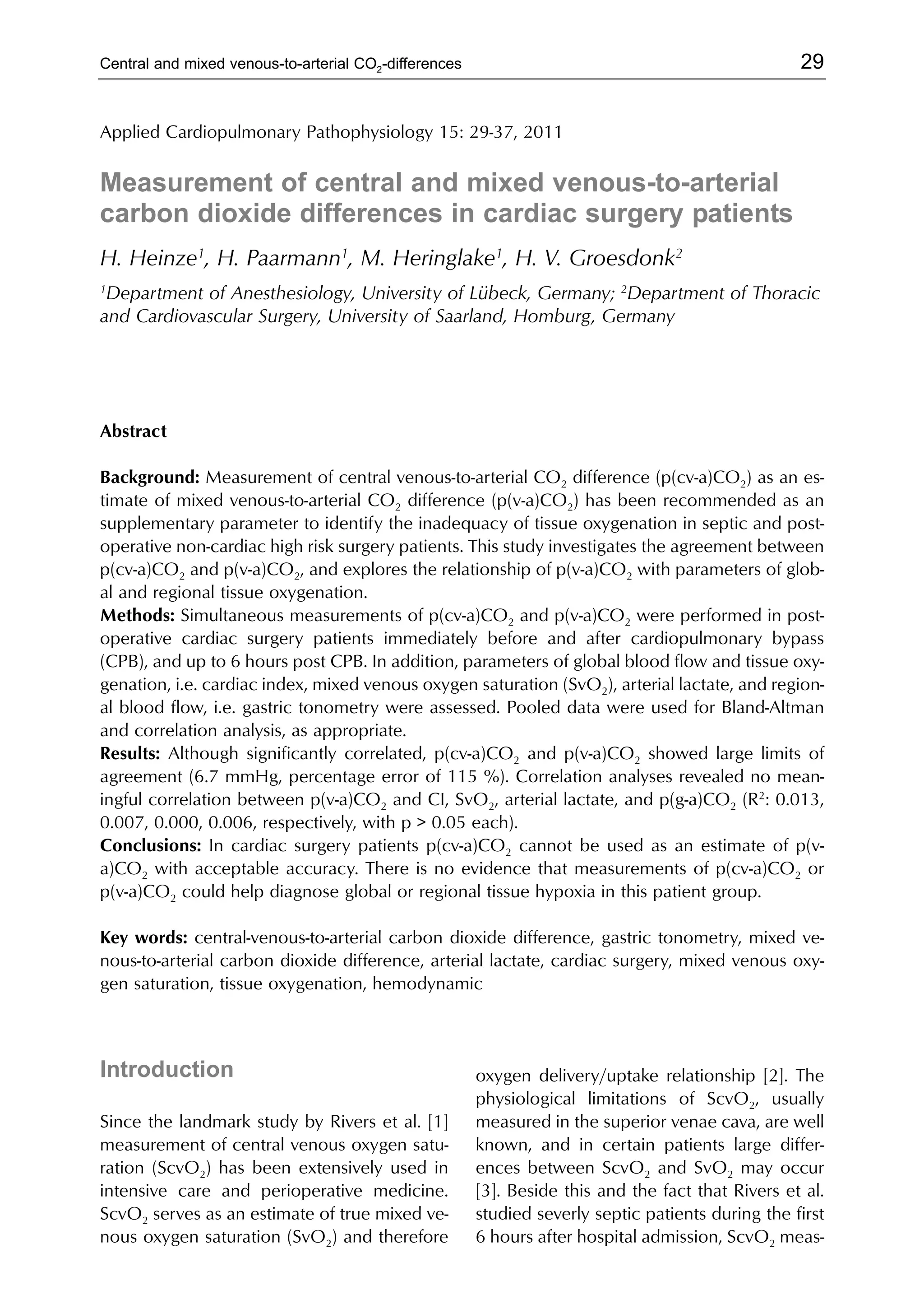 Measurement of central and mixed venous to-arterial | PDF