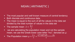 Measurement of central tendency | PPT