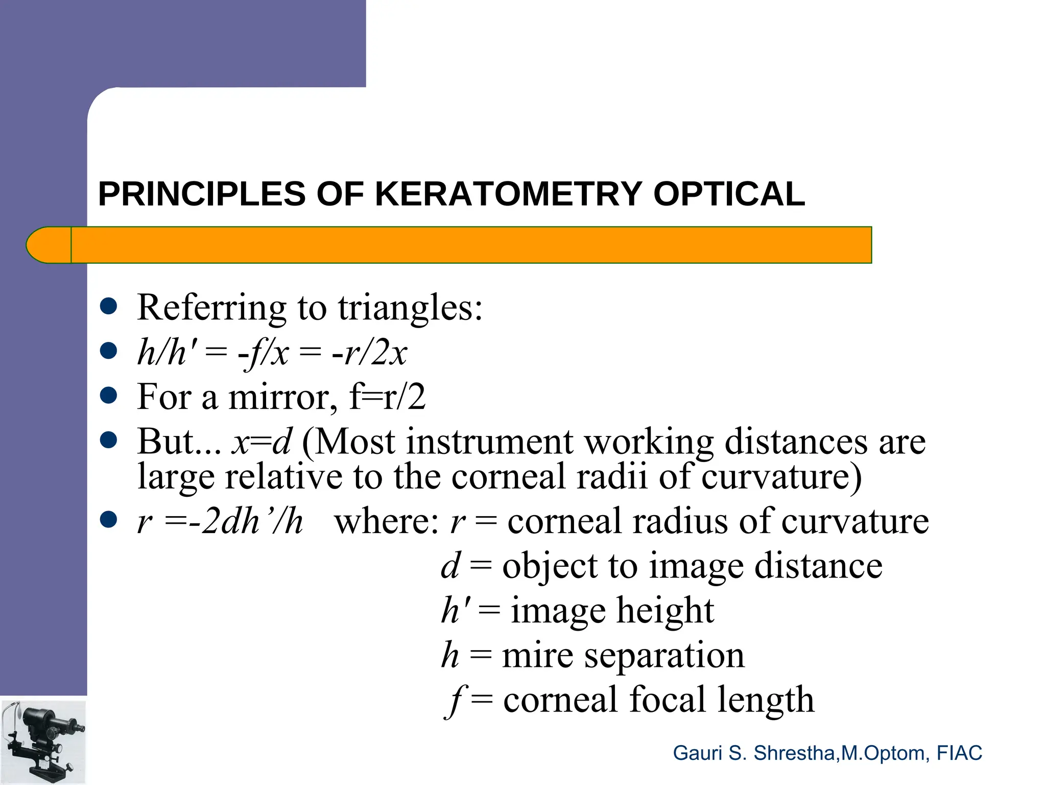 Measurement of corneal curvature | PPT