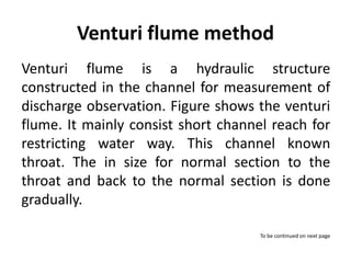 Measurement of discharge in channels & Design of lined canal | PPTX