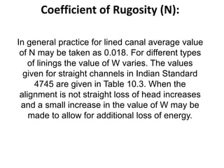 Measurement of discharge in channels & Design of lined canal | PPTX