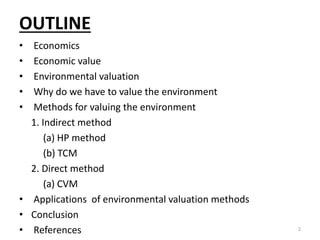 Measurement of economic value of environment | PPTX