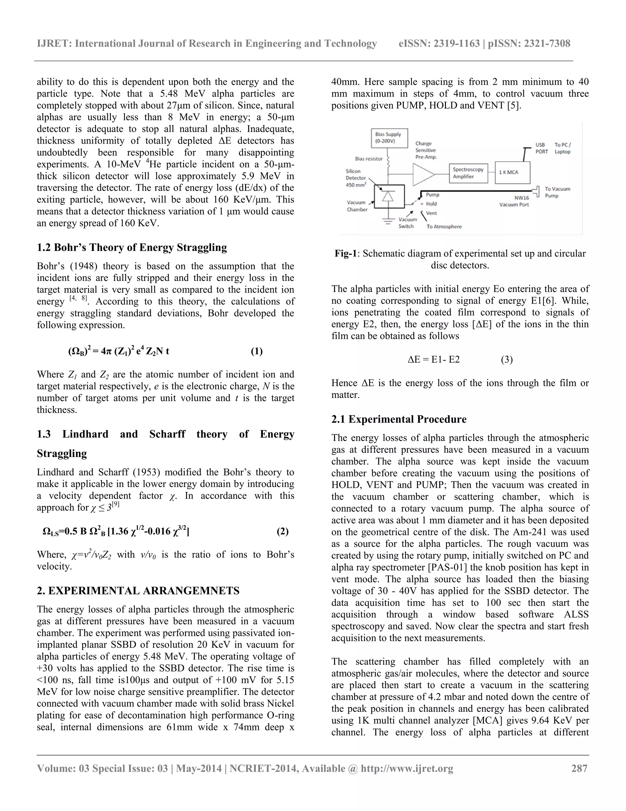 Measurement of energy loss of light ions using silicon surface barrier detector | PDF