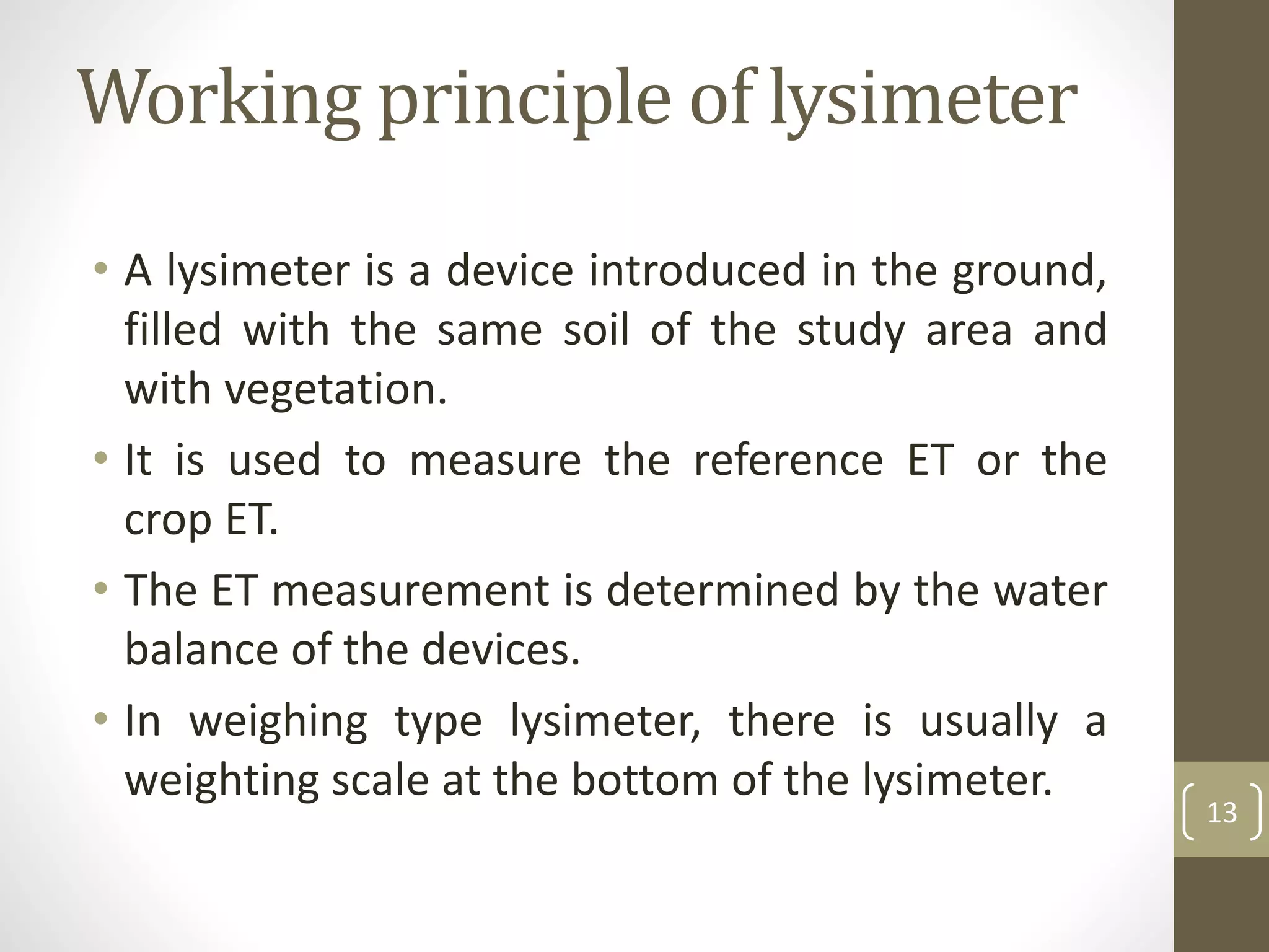 Measurement of evapotranspiration | PPTX