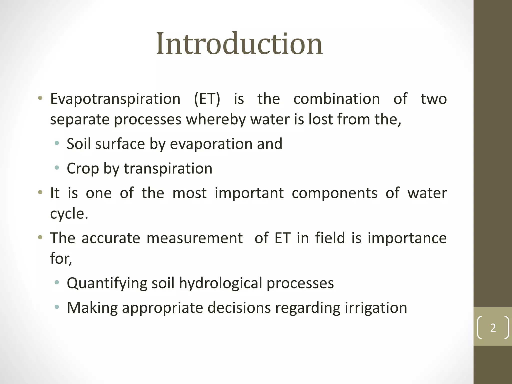 Measurement of evapotranspiration | PPTX