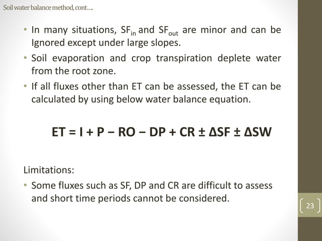 Measurement Of Evapotranspiration Pptx Agriculture Industries