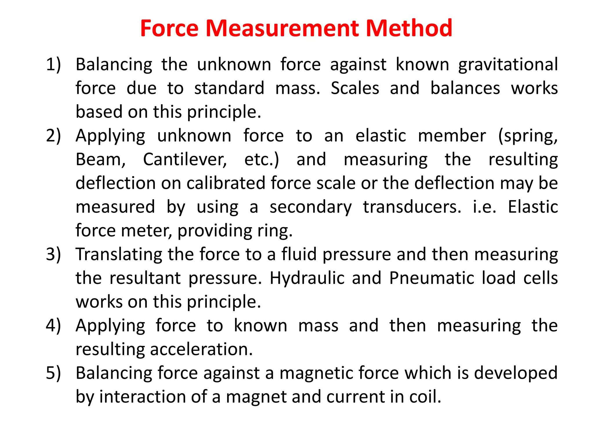Measurement of force, torque and strain | PPTX
