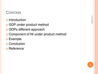 Measurement of gdp under product method | PPTX