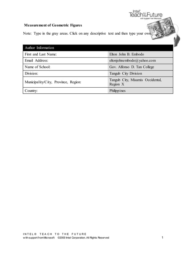 Measurement of geometic figures unit plan final version | PDF