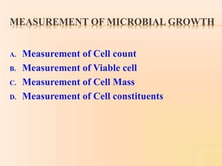 Measurement of microbial growth | PPTX