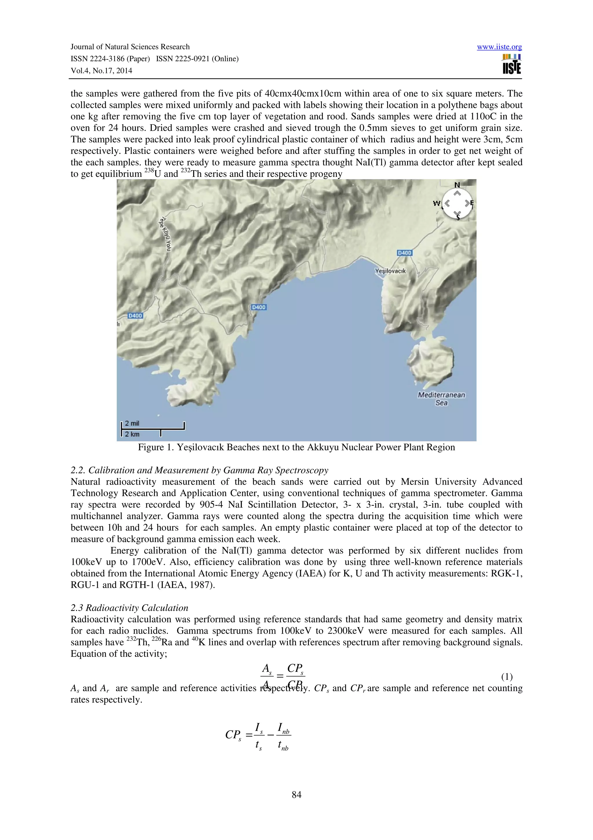 Measurement of natural radioactivity in beach sand of akkuyu | PDF