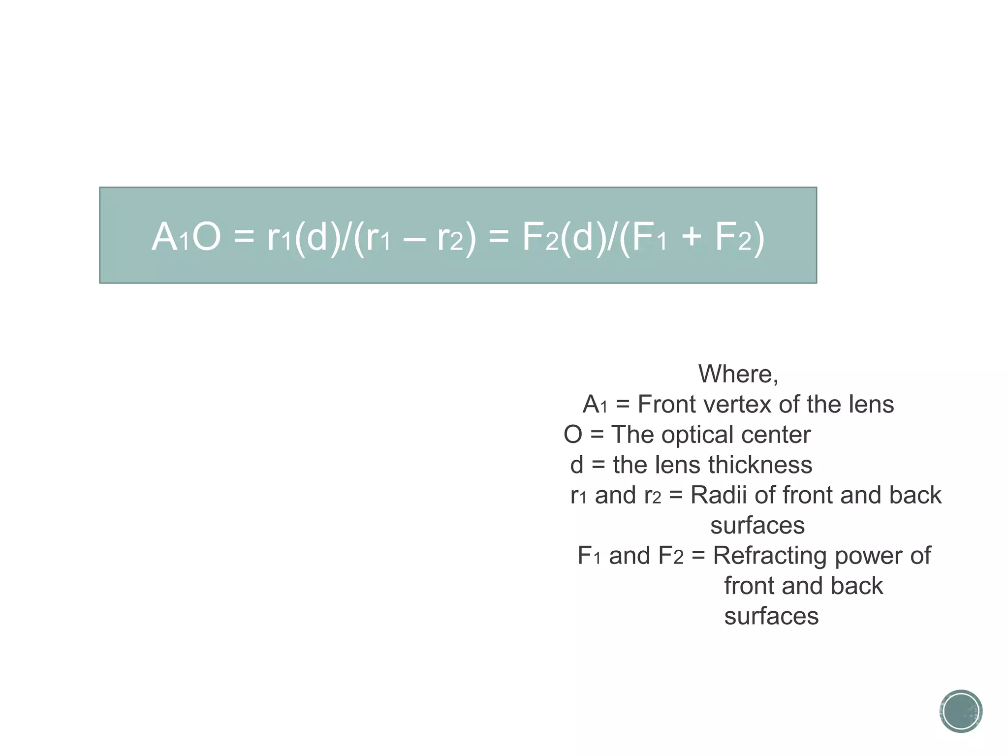 Measurement of optical center of ophthalmic lenses | PPTX