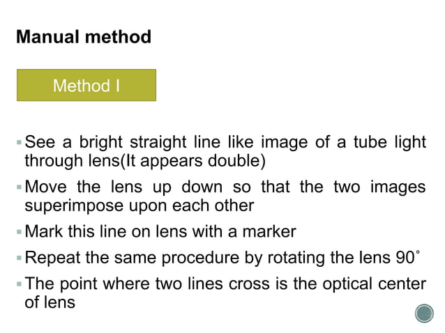 Measurement of optical center of ophthalmic lenses | PPTX | Eye and ...