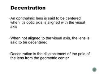 Measurement of optical center of ophthalmic lenses | PPTX
