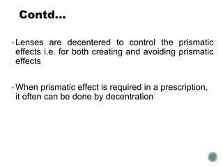 Measurement of optical center of ophthalmic lenses | PPTX
