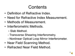Measurement of optical fiber refractive index | PPT | Physics | Science