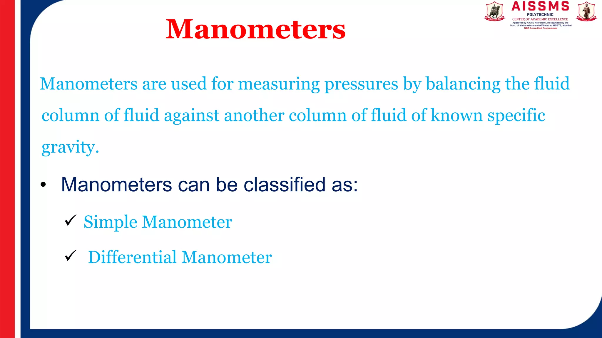 Measurement of Pressure - AISSMS Polytechnic | PPTX