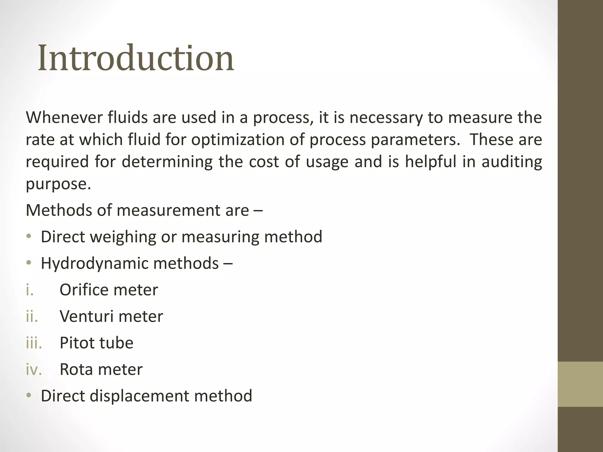 Measurement of rate of flow of fluid | PPTX