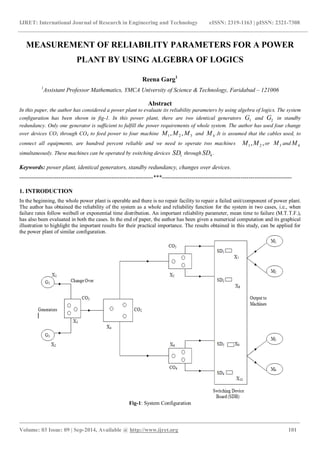 Measurement of reliability parameters for a power | PDF
