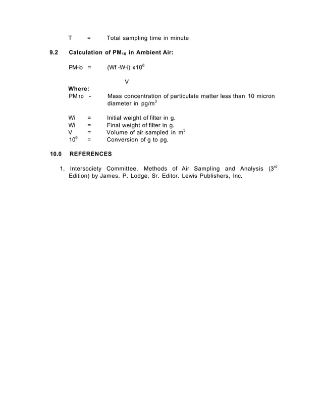 Measurement of Respirable Suspended Pm10 Particles | PDF