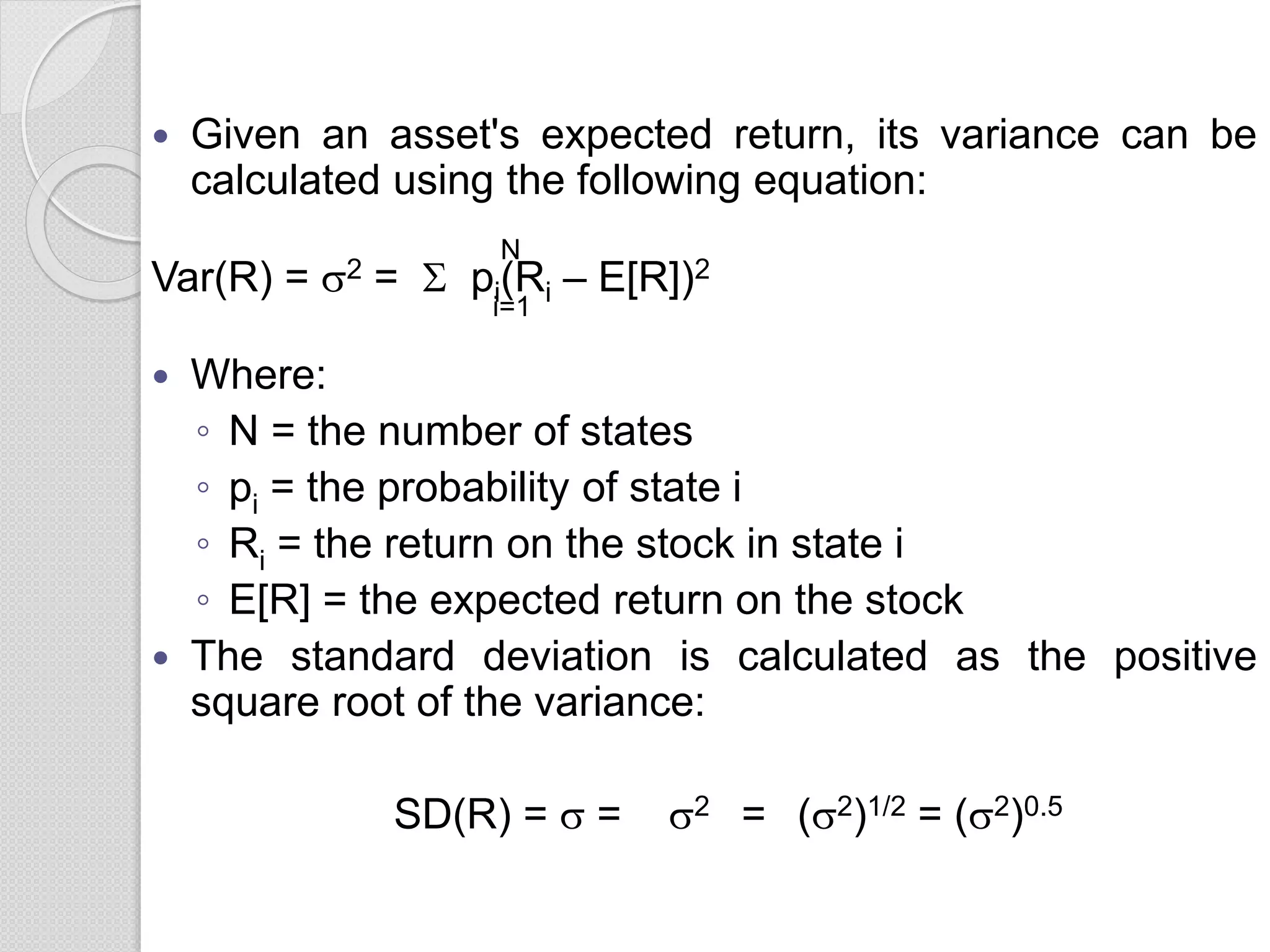 Measurement of Risk and Calculation of Portfolio Risk | PPTX