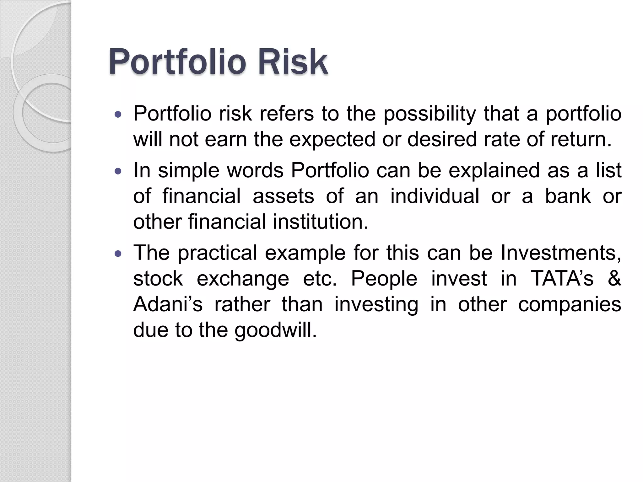 Measurement of Risk and Calculation of Portfolio Risk | PPTX